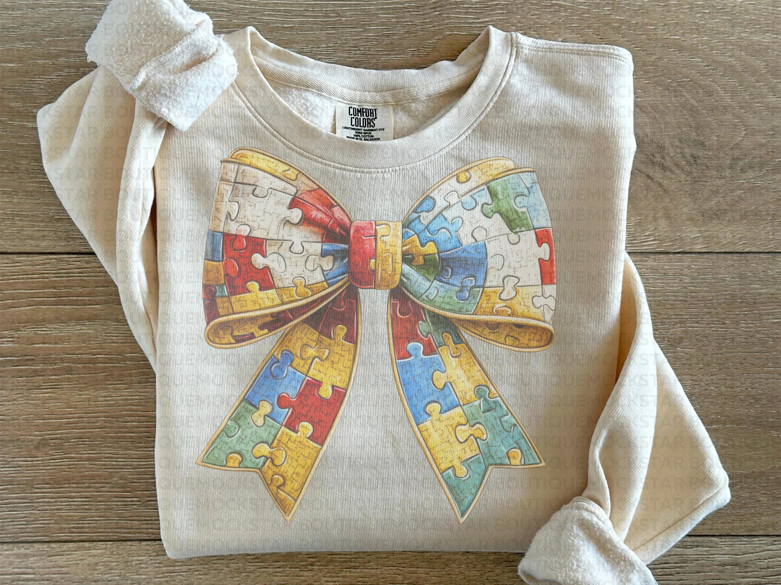 Puzzle Bow PNG Autism PNG Coquette Puzzle Bow Digital Download PNG ...