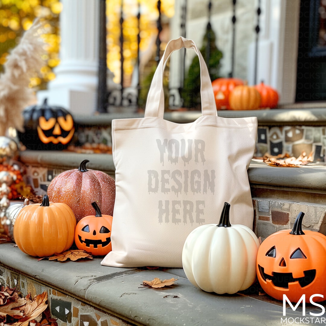 Halloween Mockup Tote Bag Mockup Bundle Natural Canvas Tote Bag Mock up ...