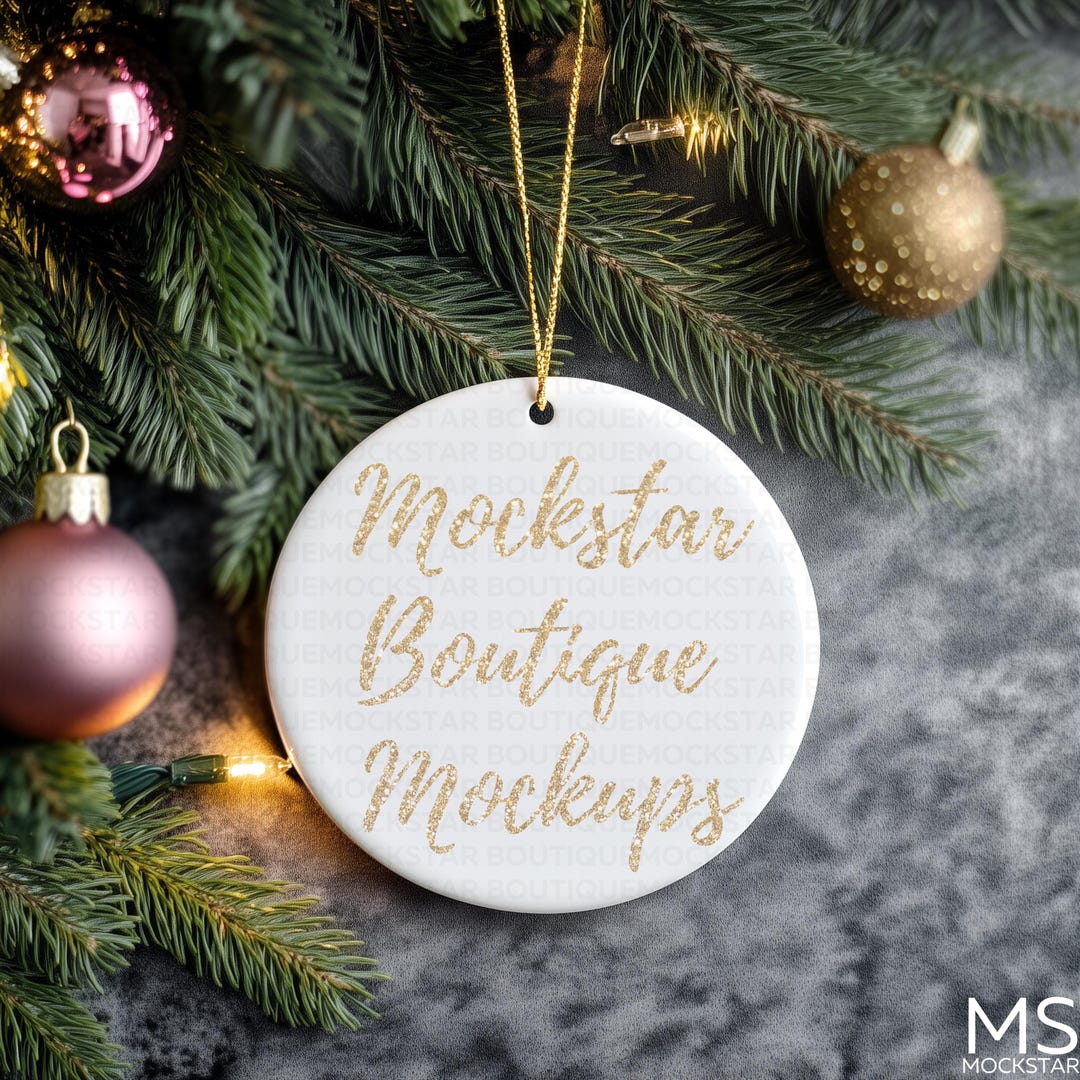 Ornaments Mockup Christmas Mockup Blank White Round Ceramic Christmas ...