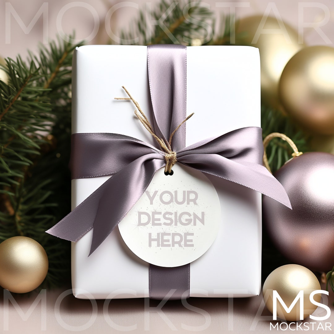 Round Tag Mockup White Gift Tag Mockup Christmas Mockup Favor Bag ...