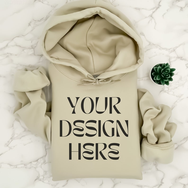 Gildan 18500 Sand Hoodie Mockup Oversized Sand Hoodie Sweatshirt Mockup ...