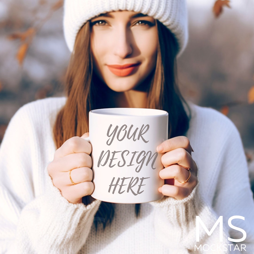 Mug Mockup Model Blank Mug Mockups Winter White Coffee Mug Mock up ...