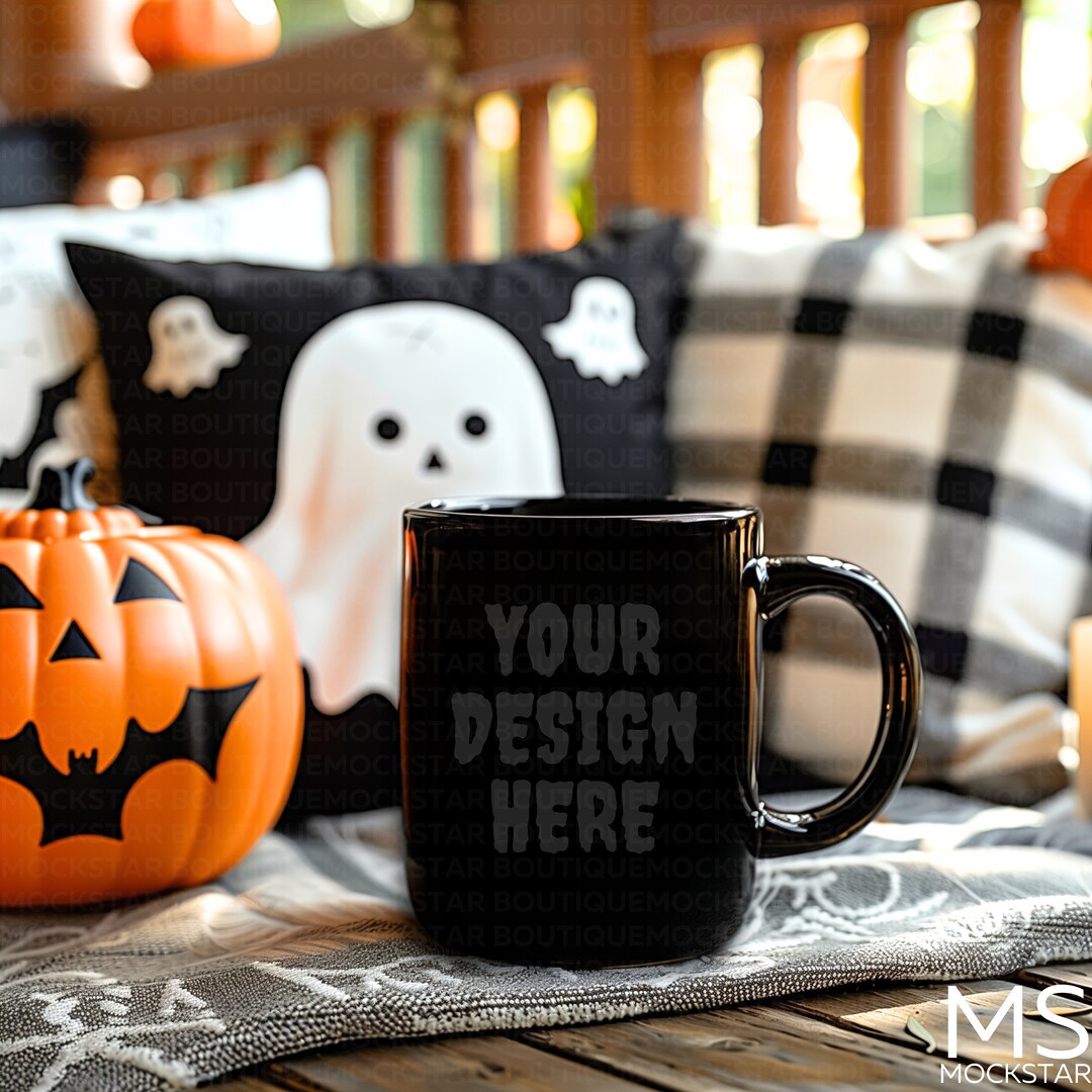 Mug Mockup Black Coffee Cup Mockup Bundle Halloween Mockup Black Mug ...