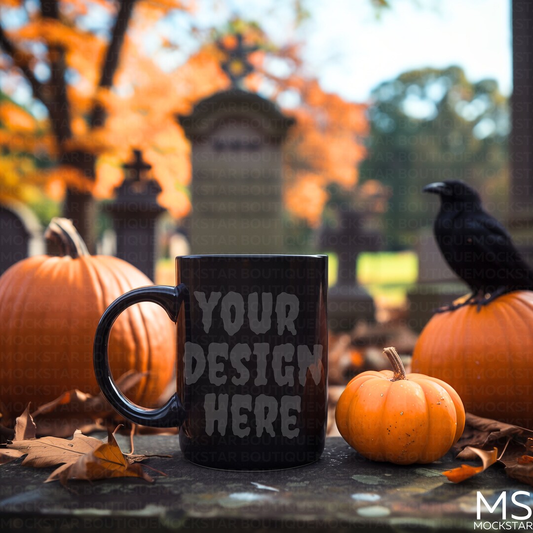 Mug Mockup Black Coffee Cup Mockup Bundle Halloween Mockup Black Mug ...