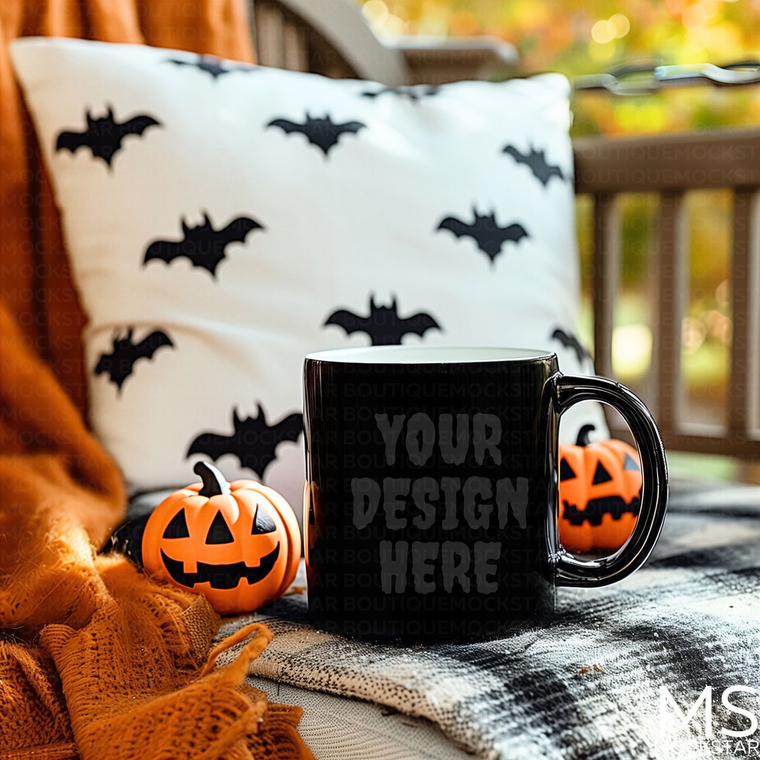Mug Mockup Black Coffee Cup Mockup Bundle Halloween Mockup Black Mug ...