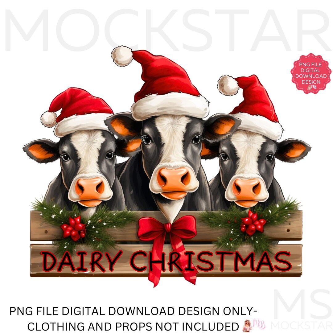 Christmas Cow Digital Download PNG File Print on Demand - Etsy