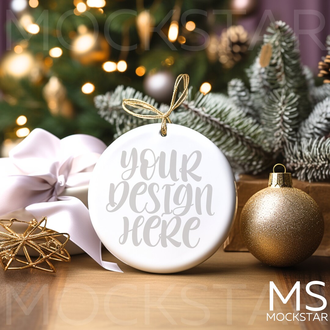 Christmas Mockup Blank White Round Glass Christmas Ornament Mockup ...