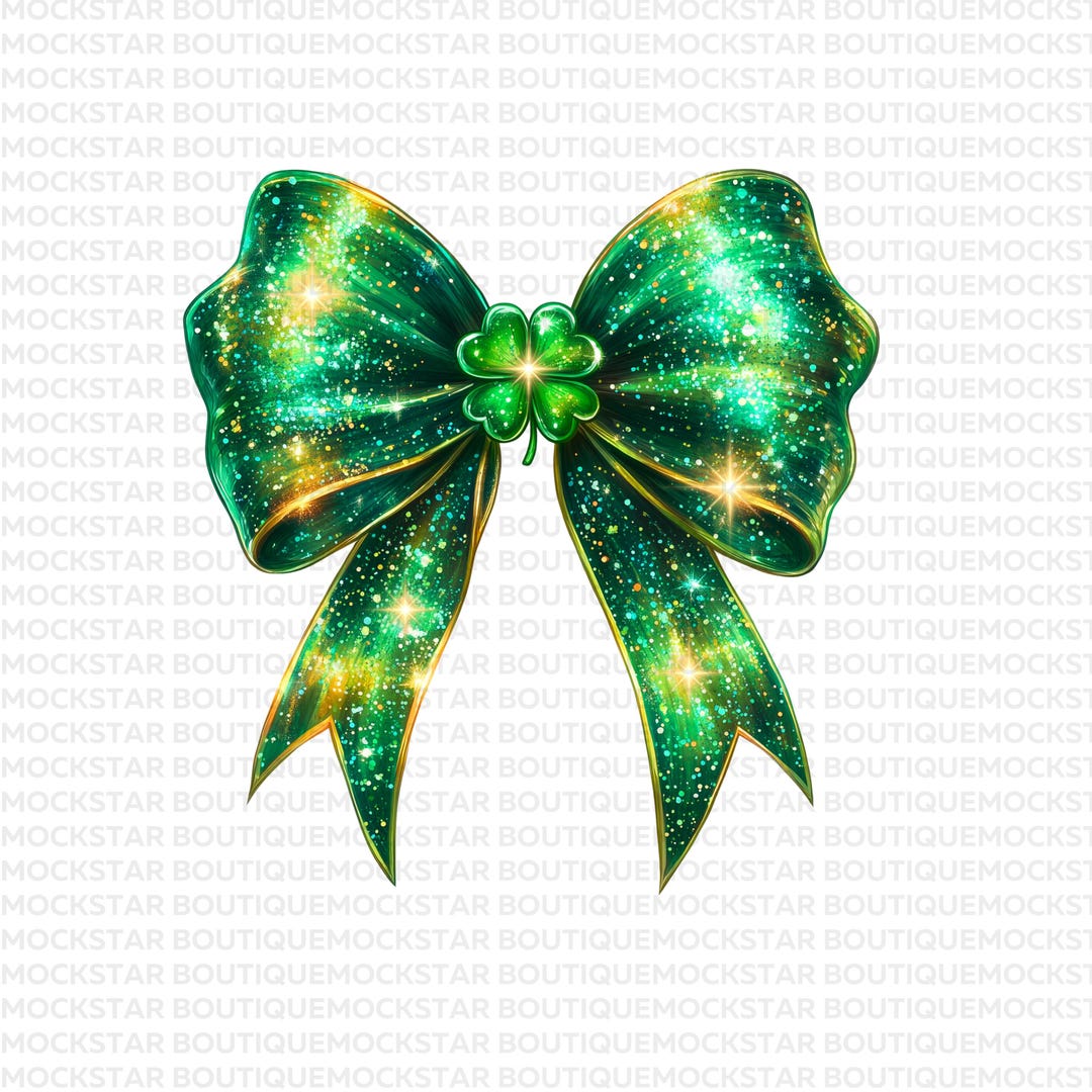 St. Patrick's Day Bow Shamrock PNG Green Coquette St Patricks Day Bow ...