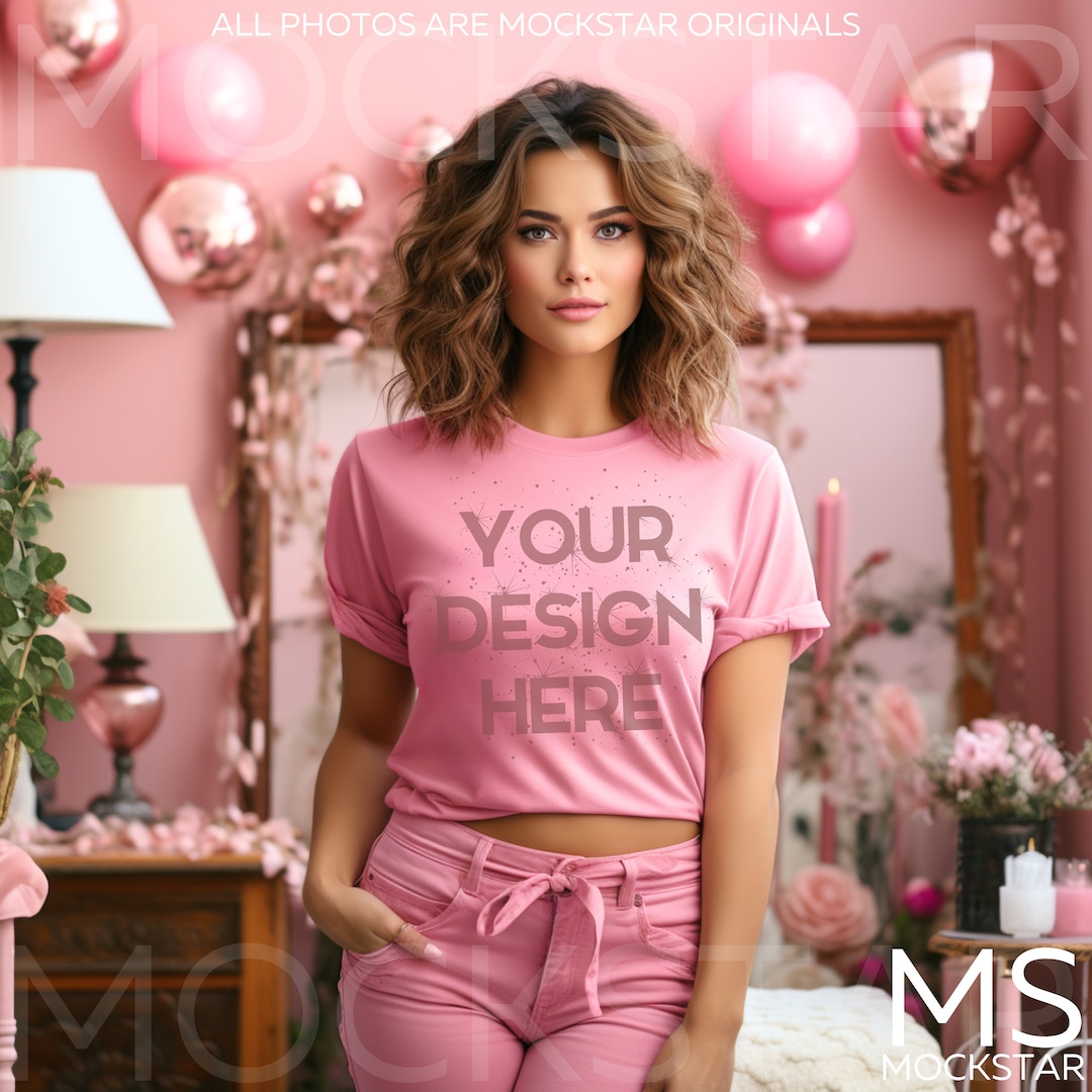 Bella Canvas 3001 Mockup Pink Bella Canvas Mockup Bundle Bella 3001 ...