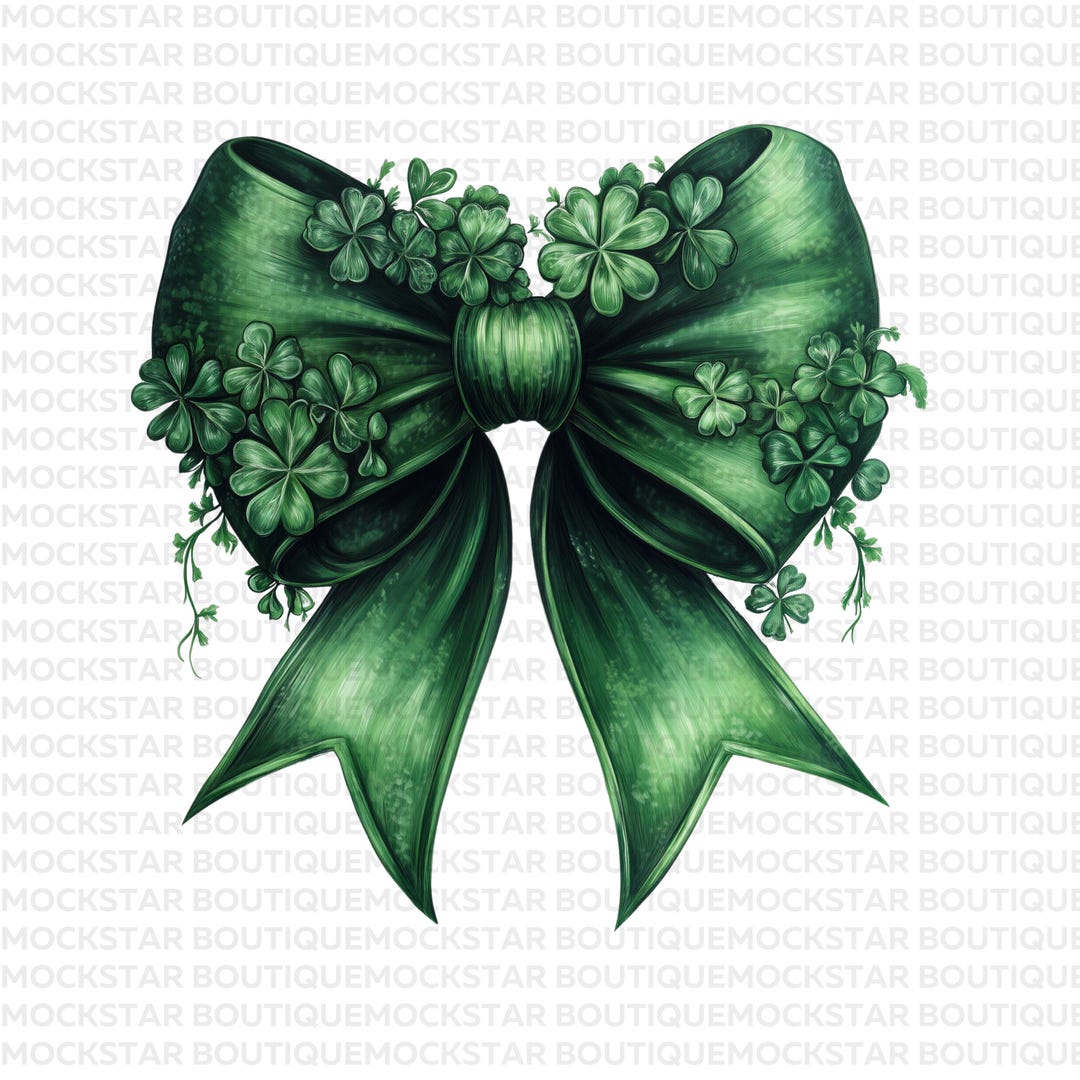 St Patricks Day Bow PNG St Patricks Day Green Coquette Bow Shamrock PNG ...