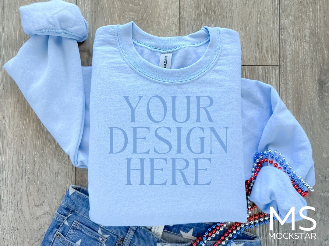 Gildan 18000 Mockup Gildan Light Blue Sweatshirt Mockup Sweatshirt ...