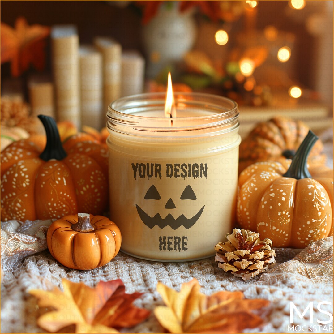 Halloween Mockup Halloween Candle Mockup Clear Candle Jar Mockup Candle ...