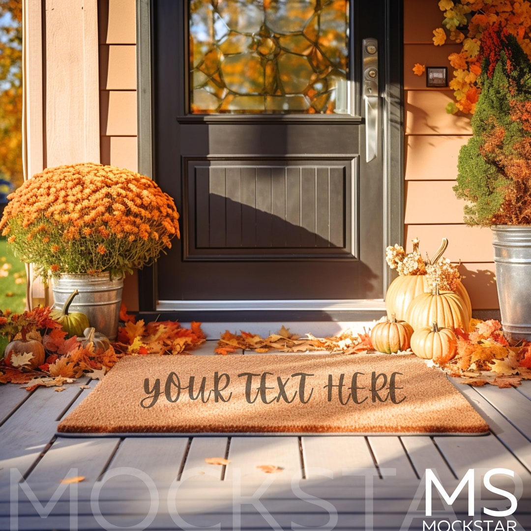Coir Doormat Mockup Fall Doormat Mockup JPG File Flat Lay Fall Mockup ...