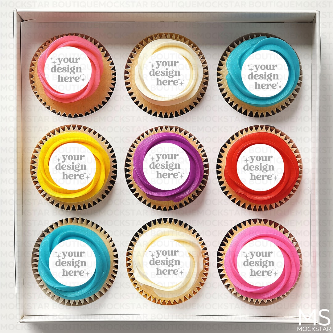 Cupcake Topper Mockup Birthday Cake Topper Mockup Label Mock Ups White ...