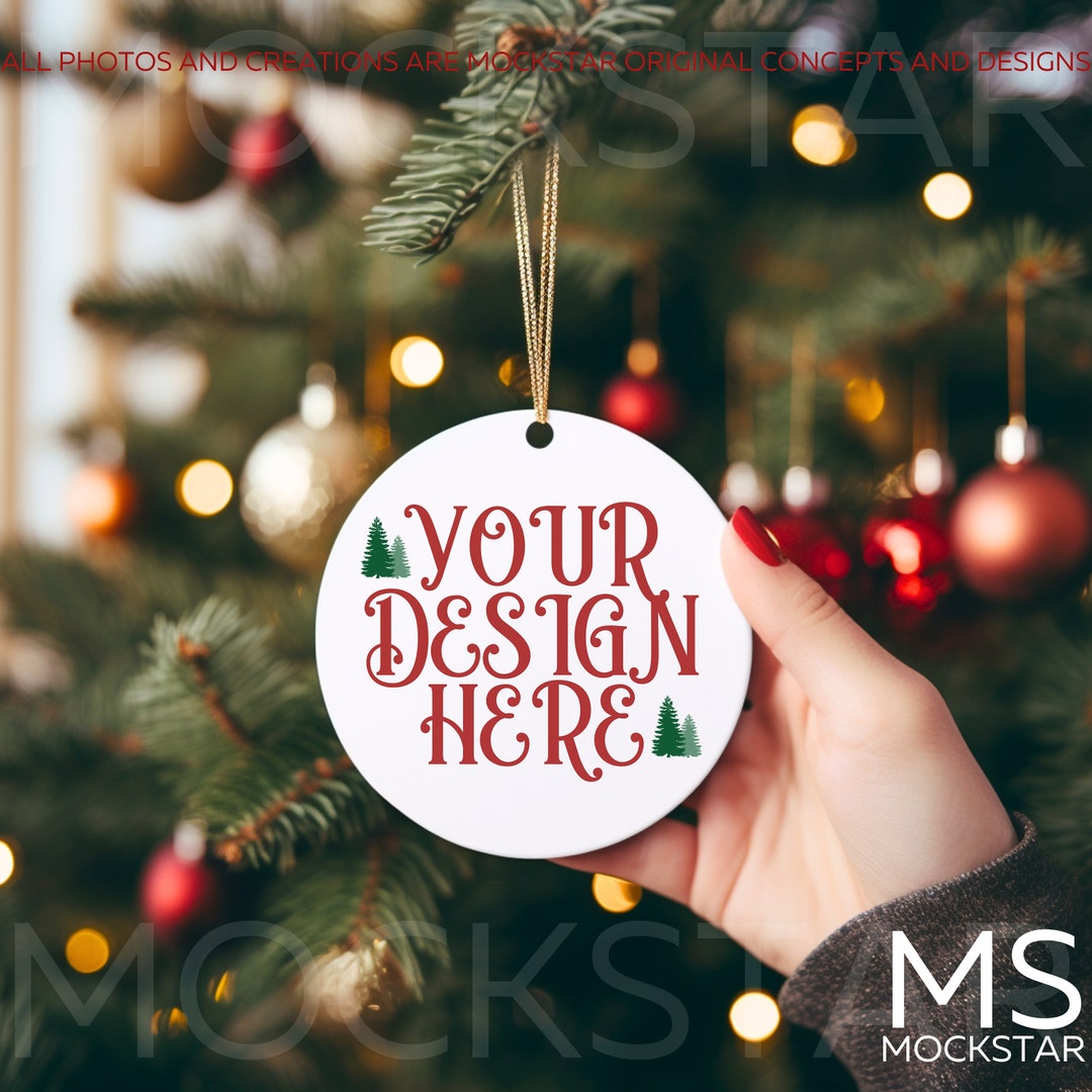 Christmas Mockup Blank White Round Glass Christmas Ornament Mockup ...