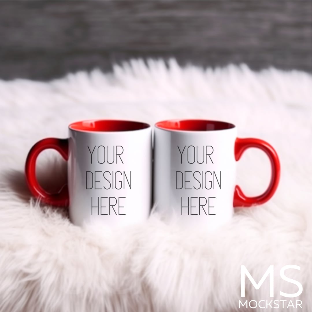 Red Handle Mug Coffee Cup Mockup Red Mug Mockup Tumbler Mock up Tumbler ...