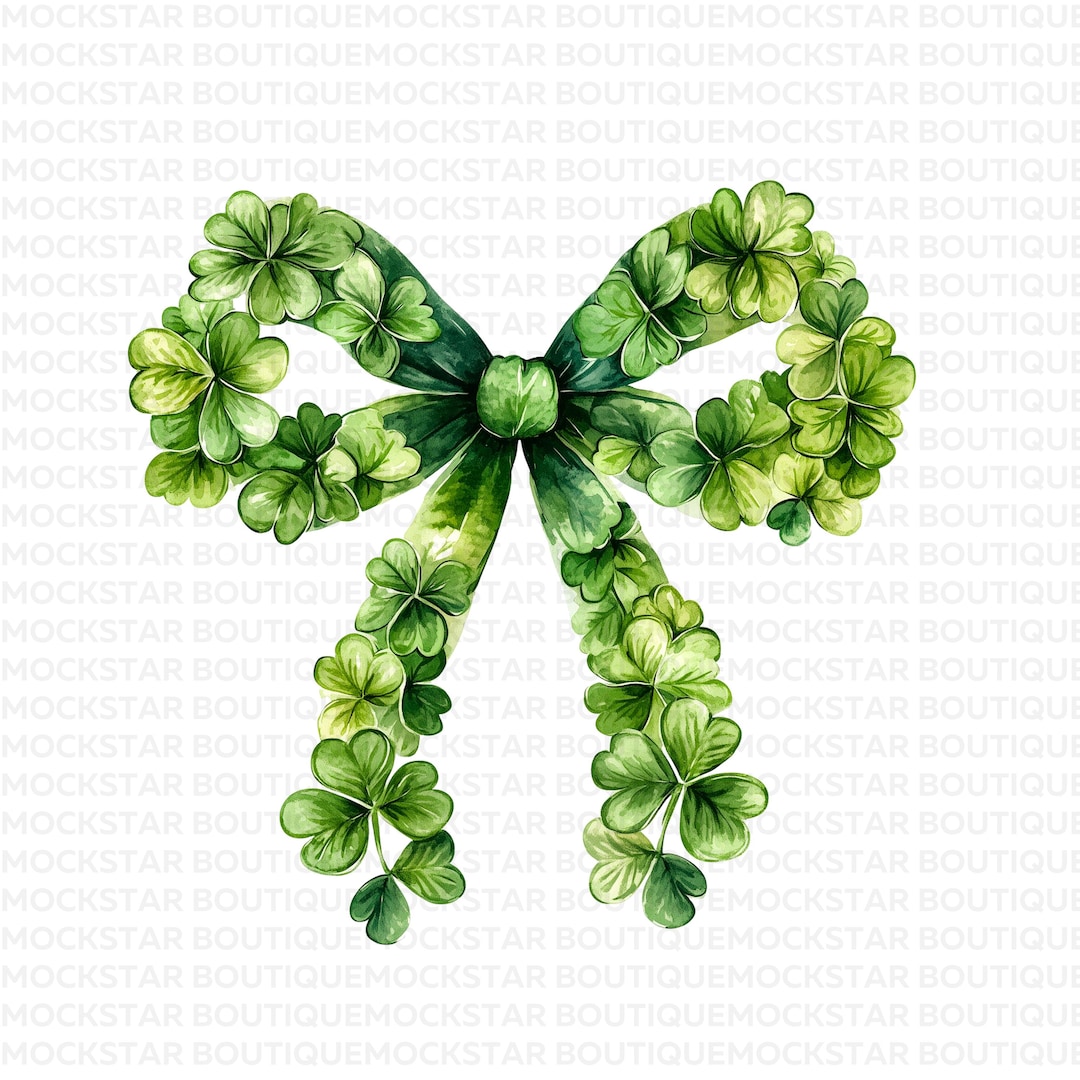 St Patrick's Day Bow Shamrock PNG Green Coquette St Patricks Day Bow ...