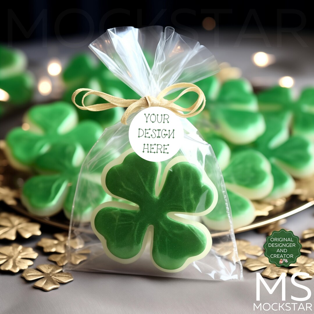 St Patricks Day Round Tag Mockup White Sticker Label Mockup Cookie ...