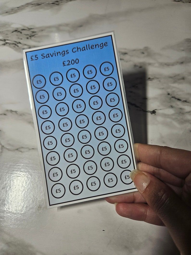 Five Pounds Savings Challenge Cash Stuffing Challenges Easy Savings ...