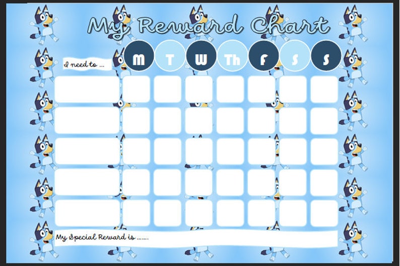 Bluey Reward Chart A4 Digital Download, Print at Home. - Etsy
