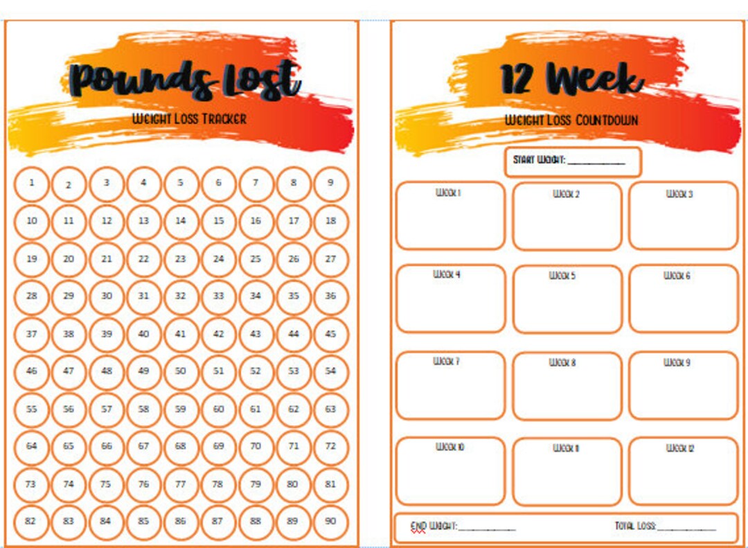A5 Pounds Weight Loss Tracker and 12 Week Tracker DIGITAL DOWNLOAD - Etsy