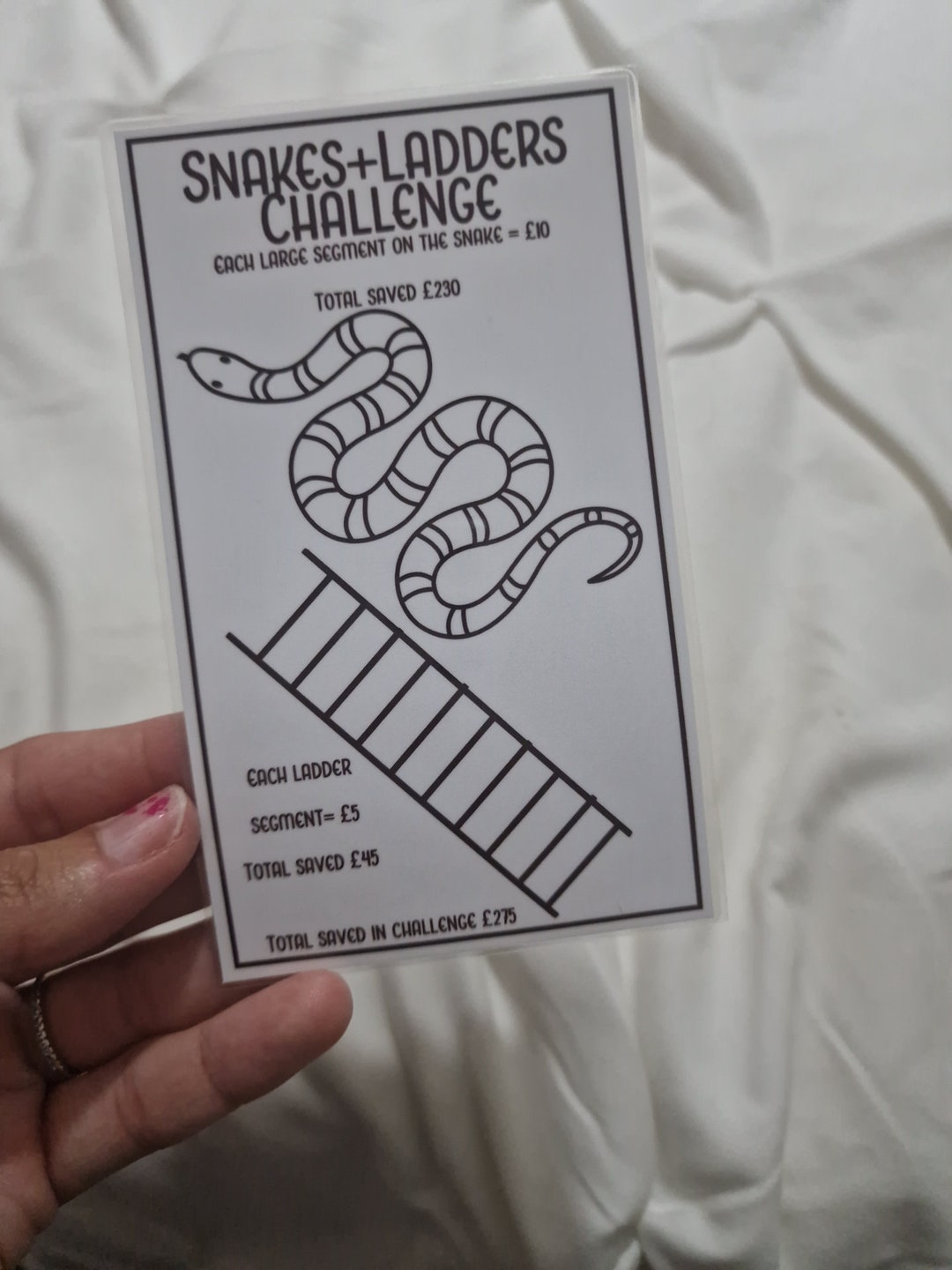 Snakes and Ladders Savings Challenge Insert Laminated Reusable Saving ...