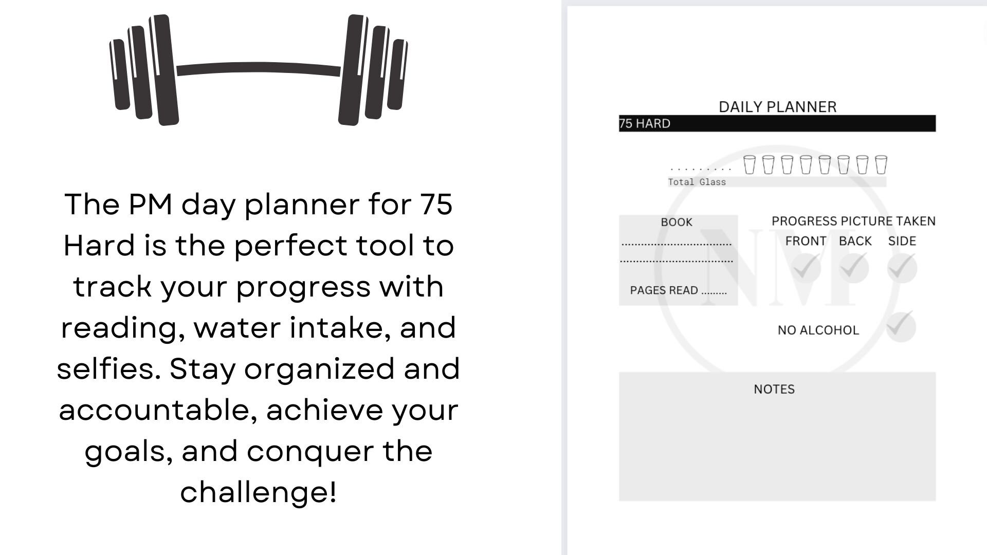 Ultimate 75-day Hard Challenge Mastery Kit: Comprehensive Printable Planner, Daily Checklist ...