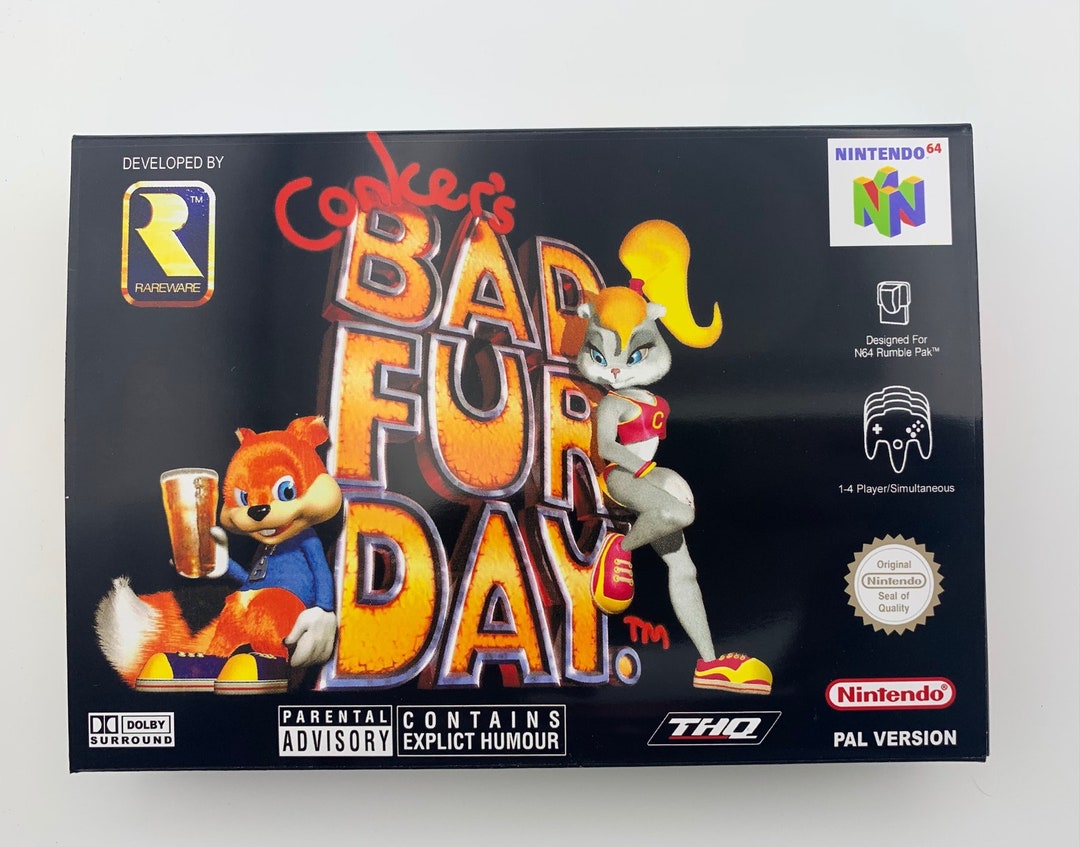 N64 Replacement Box & Tray Conker's Bad Fur Day Pal Eur Multi 3 NO GAME ...