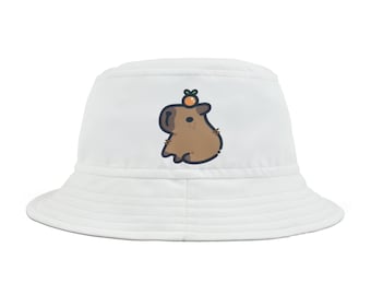 Theo the Capybara Embroidered Bucket Hat Capy Sky Blue Purple Summer ...