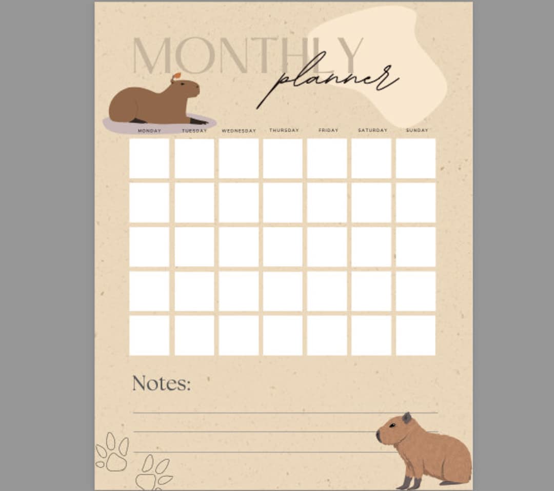 Capybara Planner (monthly, Weekly, Monthly Budget, Gratitude Journal ...