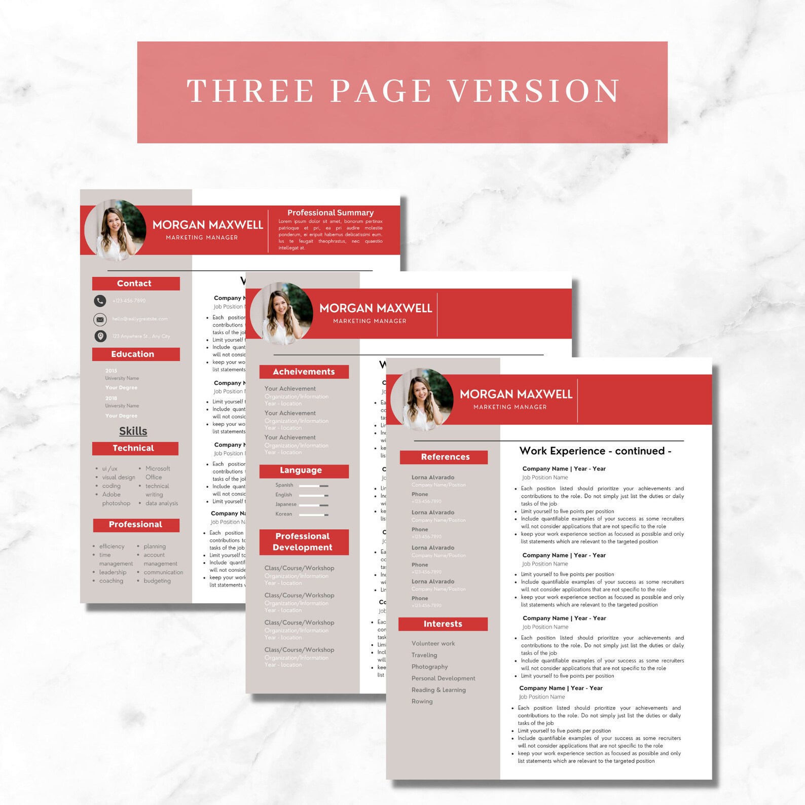 E-resume Template Bundle, Cover Letter Template, Resume Template ...
