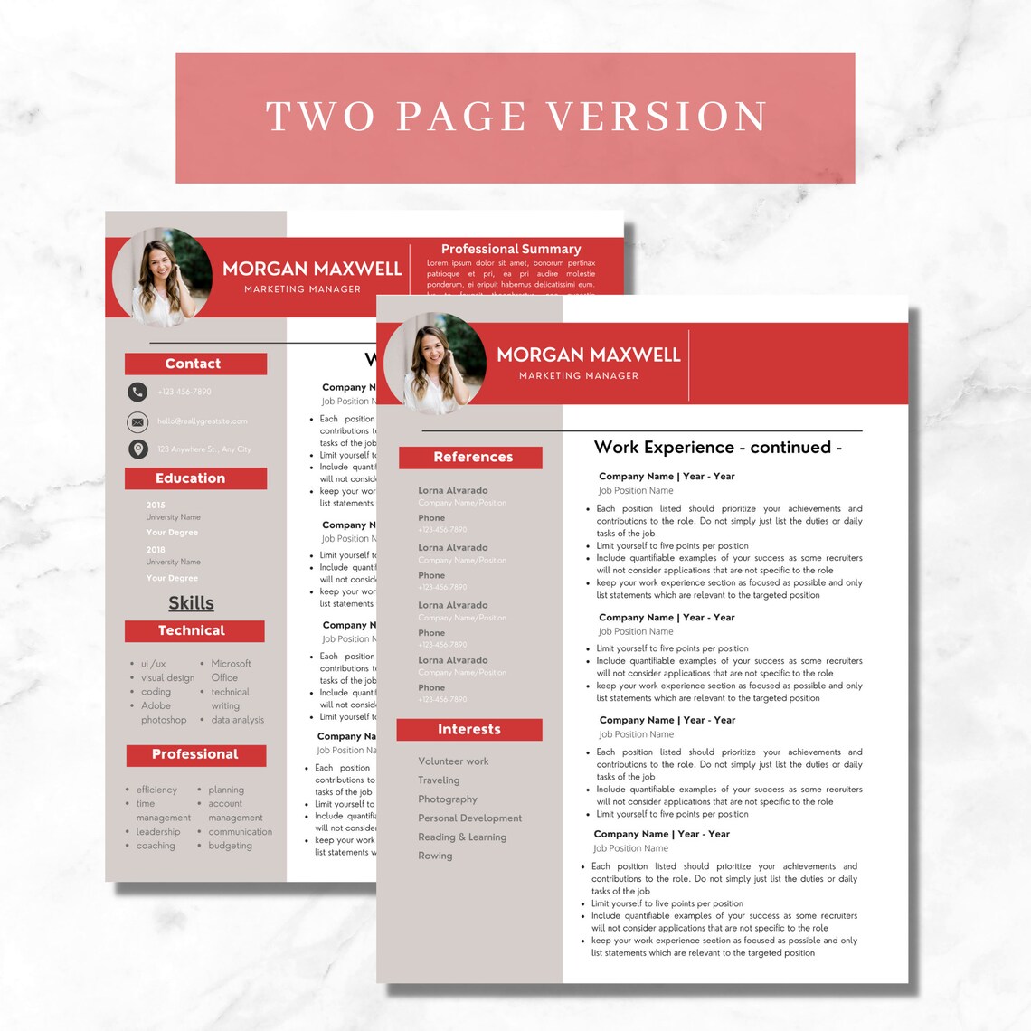 E-resume Template Bundle, Cover Letter Template, Resume Template ...