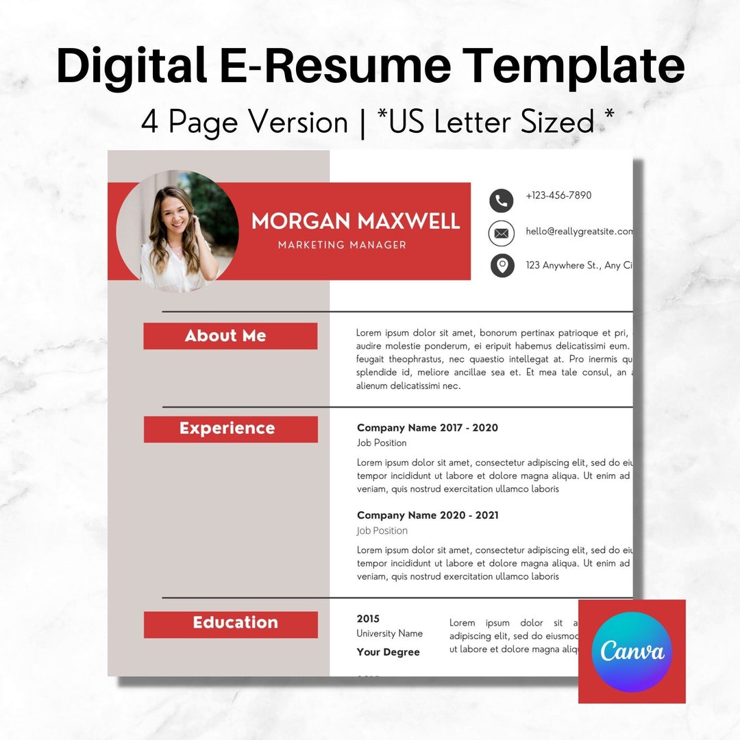 E-resume Template Bundle, Cover Letter Template, Resume Template ...