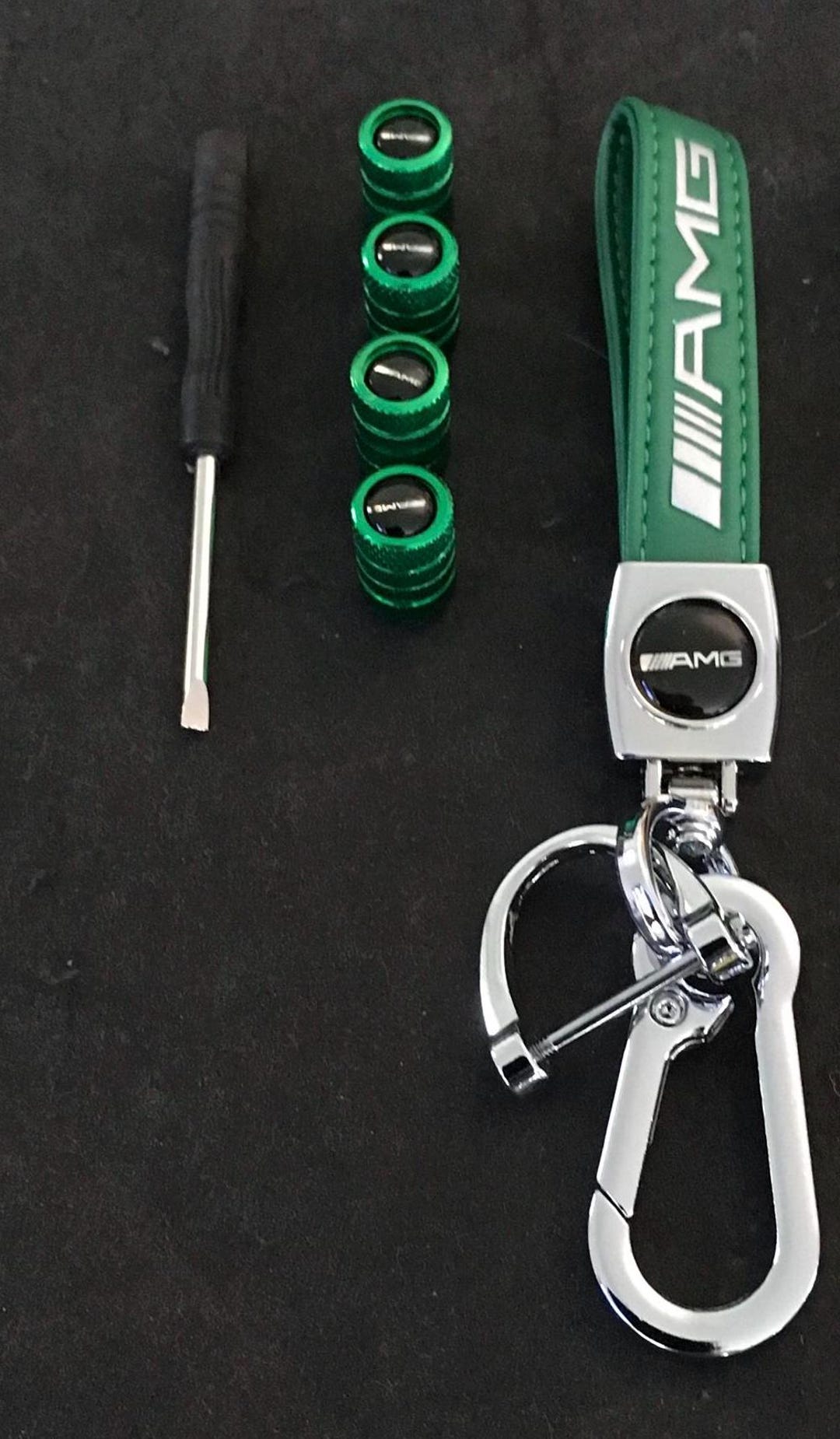 Mercedes Benz AMG Logo Car Keychain AMG and Four Tire Valve Covers ...