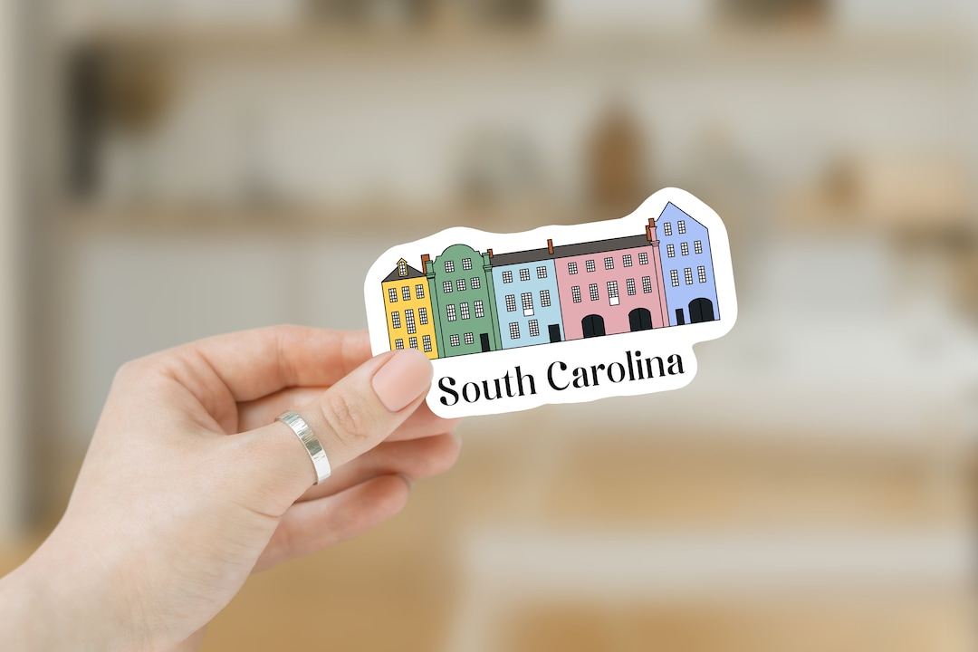 Charleston, SC Rainbow Row Sticker Laptop Sticker Water Bottle Sticker ...
