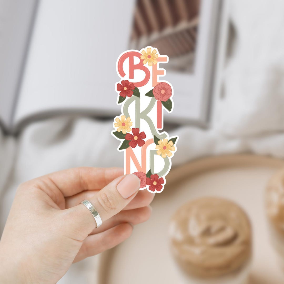 Be Kind Boho Floral Sticker | Cute Boho Sticker | Trendy Quote Sticker ...