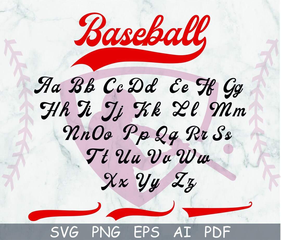 Baseball Font Svg, With Tail Baseball Font Svg, Text Tails Svg ...