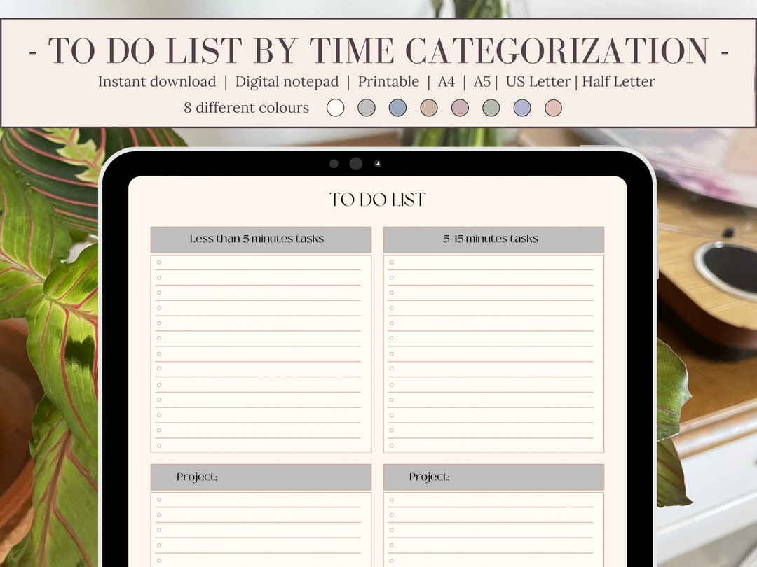 To Do List With Time-based Categories for Digital or Printed - Etsy