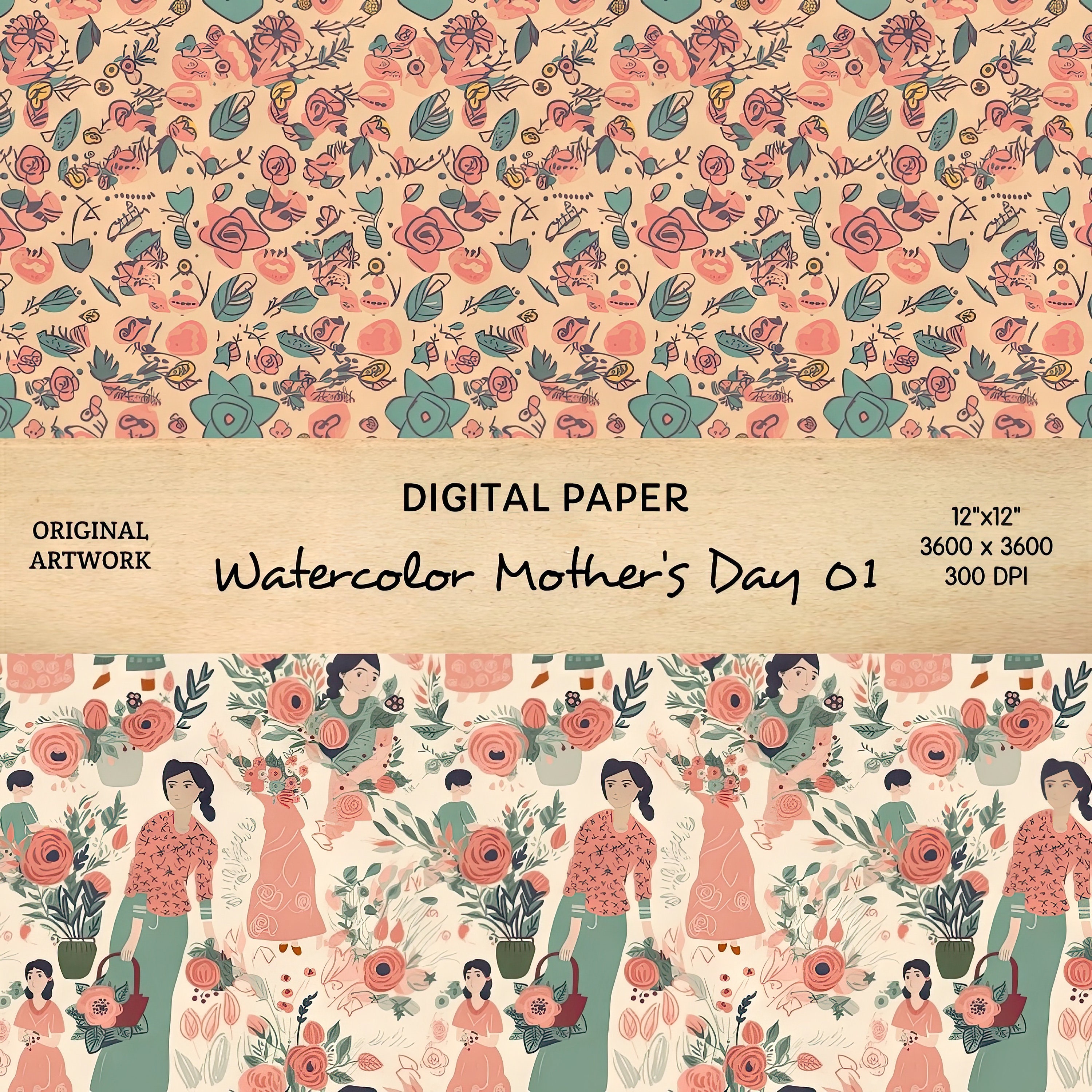Mothers Day Digital Paper Digital Download Floral Pattern - Etsy