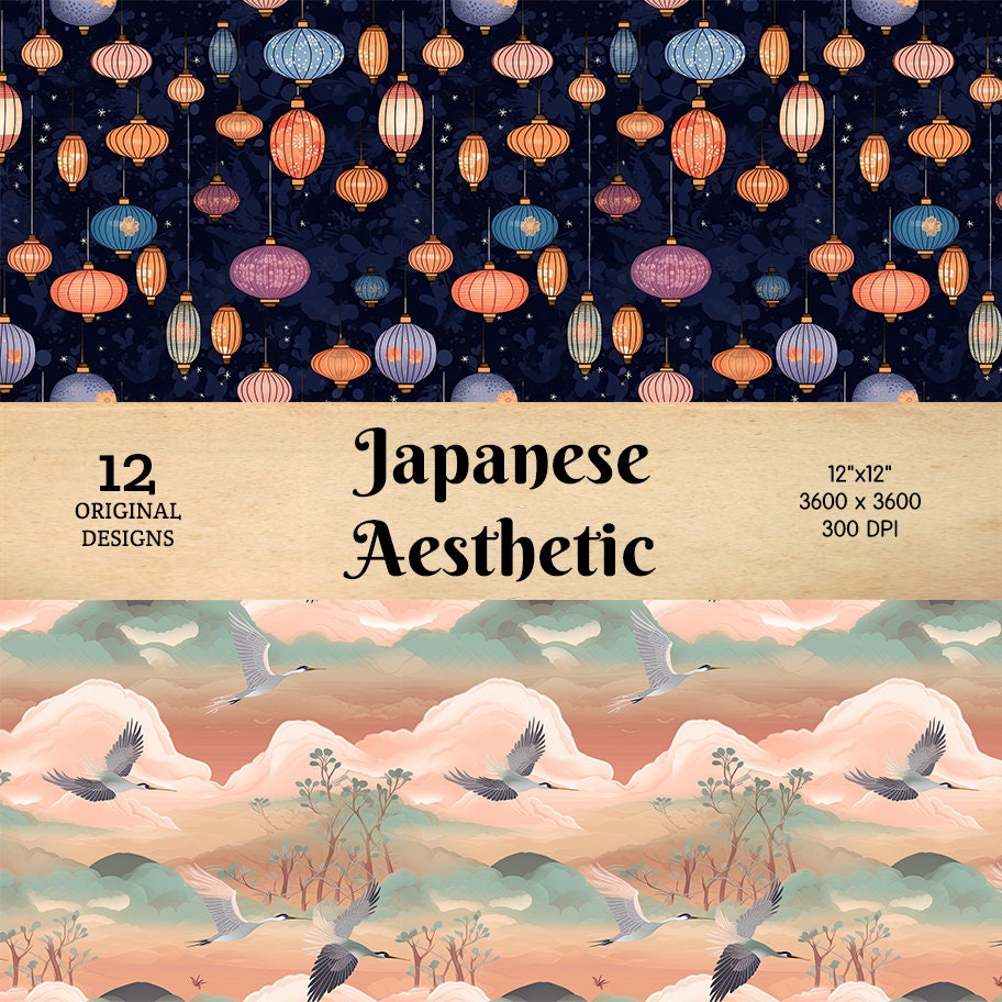 Japanese Inspired Digital Paper Bundle: 12 Unique Designs - Etsy