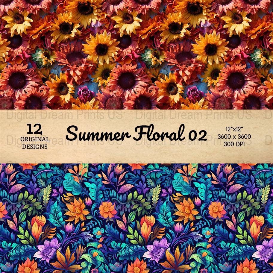 Summer Floral Digital Paper Bundle 02 Seamless Floral Digital - Etsy