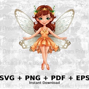 Cartoon Fairy Princess SVG PNG EPS Pdf Vector Graphic Stickers - Etsy