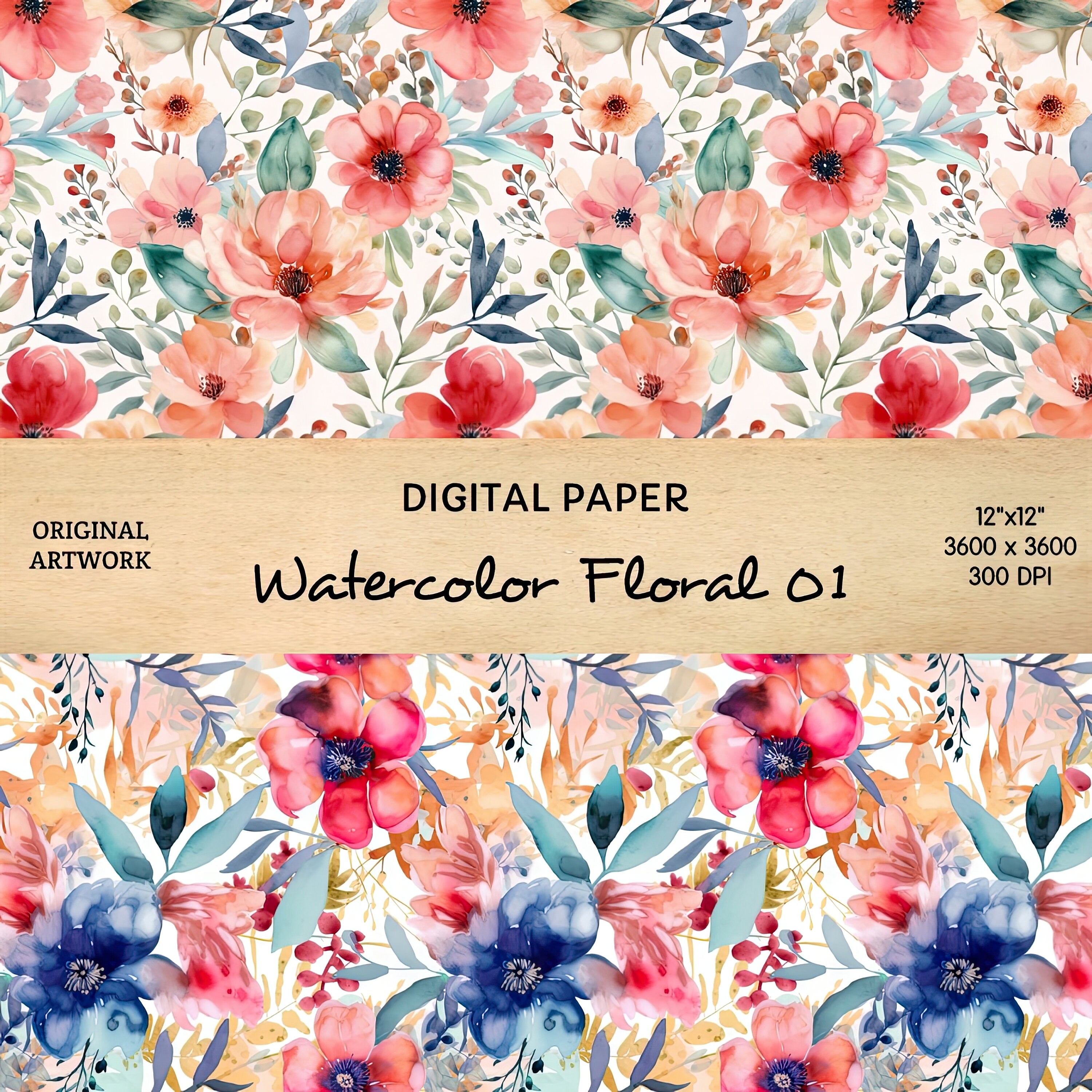 Watercolor Floral Digital Paper Flower Backgrounds - Etsy