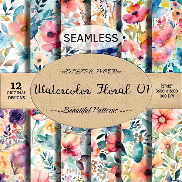 Floral Watercolor Digital Paper - Etsy