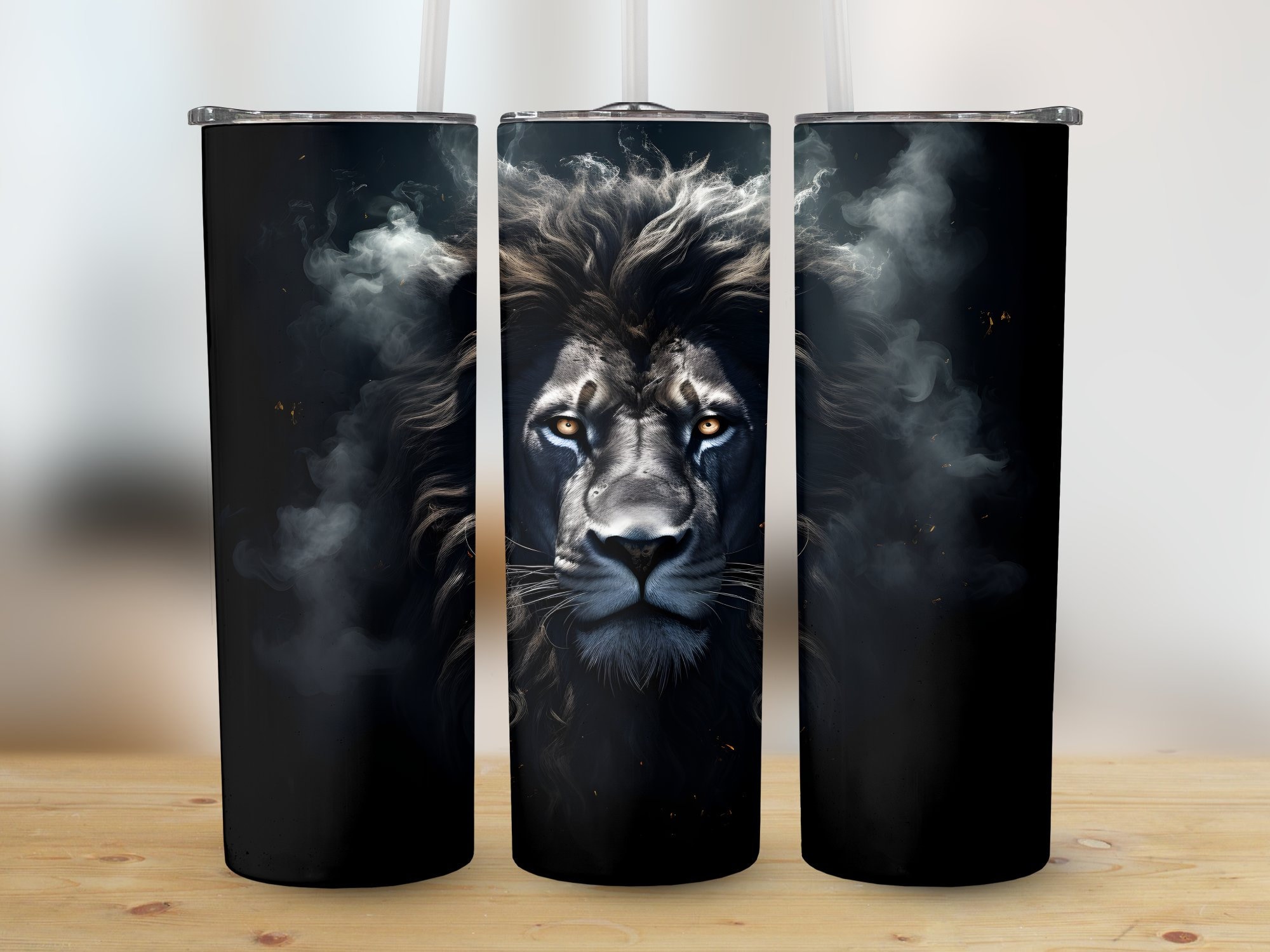 3D Smoky Grey Lion Smoke 20 Oz Skinny Tumbler Sublimation - Etsy