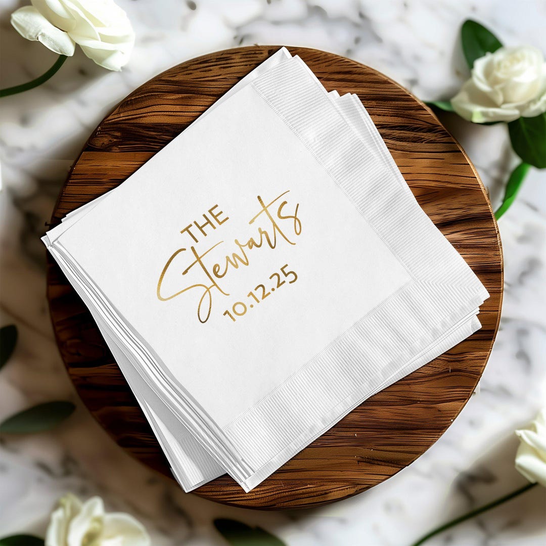 Personalized Napkins Personalized Foil Napkin Wedding Anniversary ...