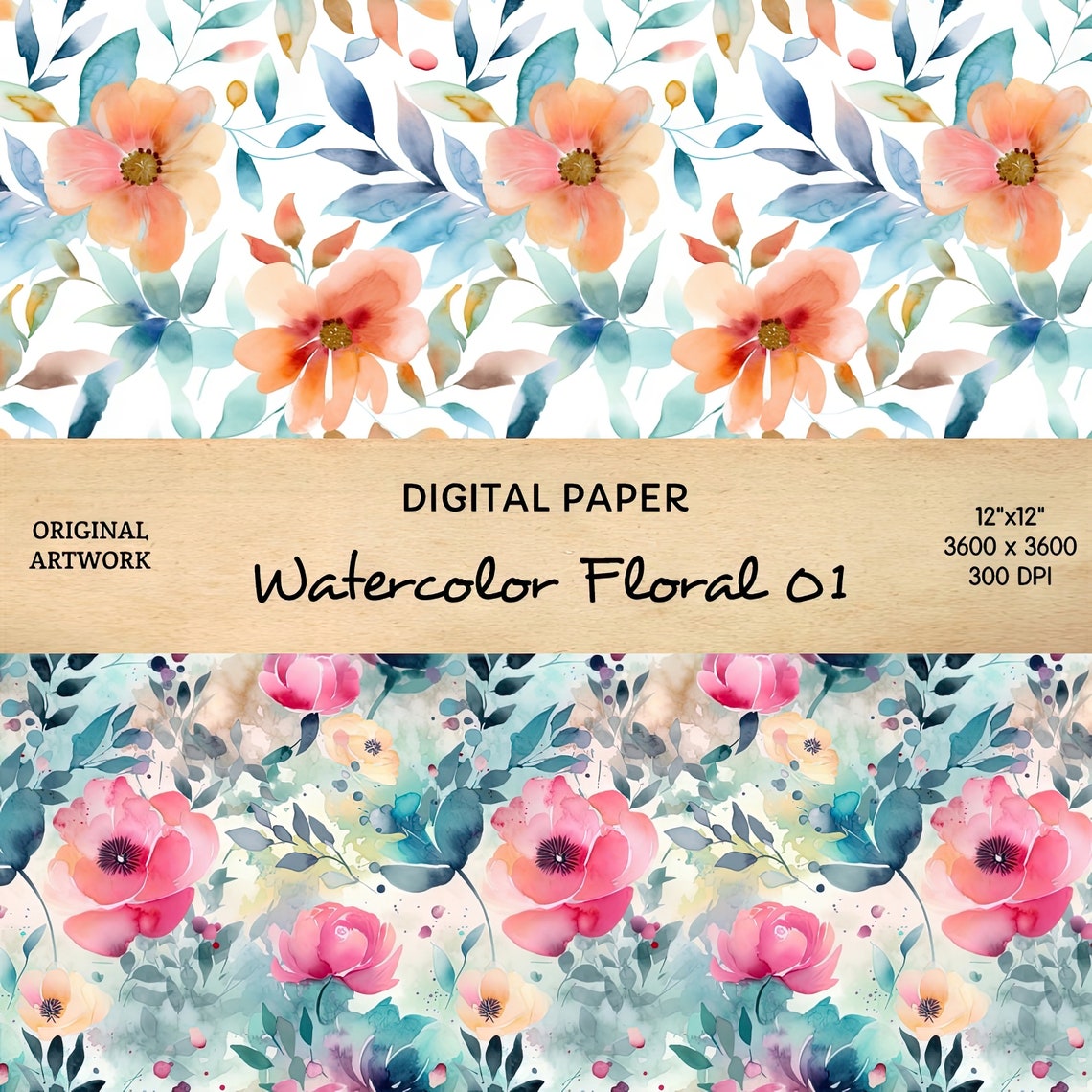 Watercolor Floral Digital Paper Flower Backgrounds - Etsy