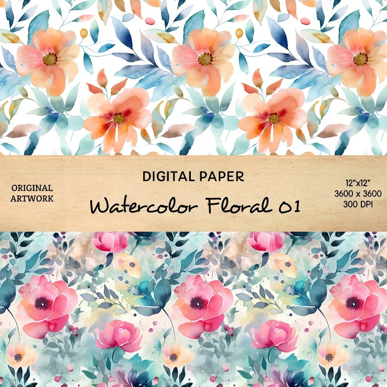 Watercolor Floral Digital Paper Flower Backgrounds - Etsy