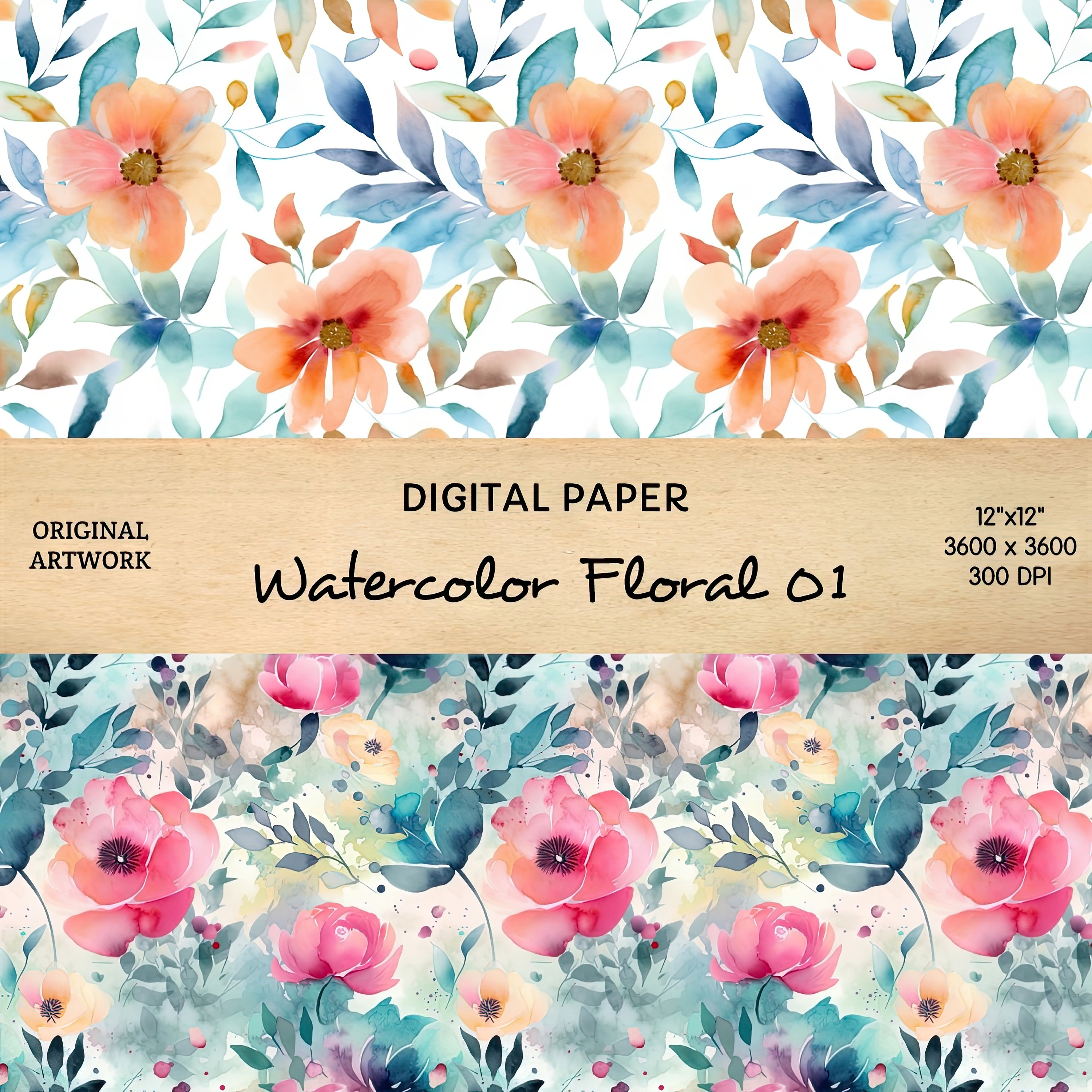 Watercolor Floral Digital Paper Flower Backgrounds - Etsy