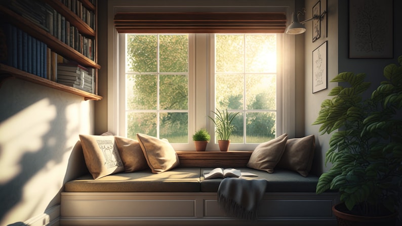 Country Nook Window Bookcase Zoom Background Twitch - Etsy